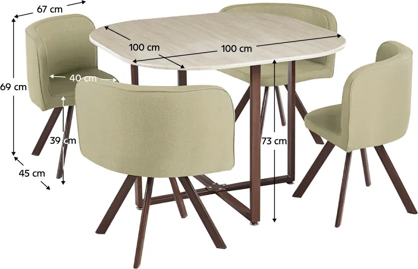 Jídelní set 1+4, světle hnědá/přírodní, BEVIS NEW