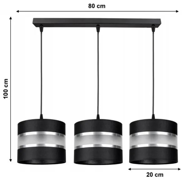 Lustr na lanku CORAL 3xE27/60W/230V černá