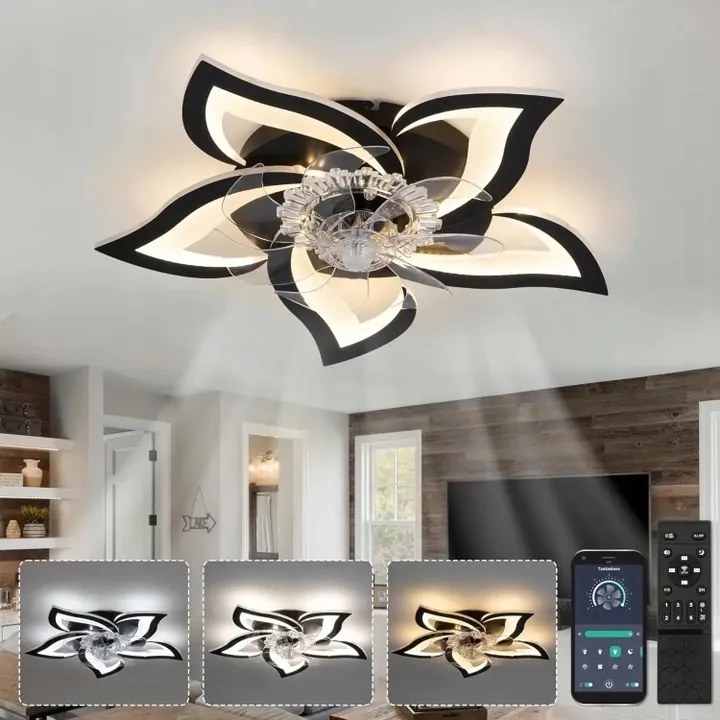 Elegantní stropní ventilátor Fan Lotos černá Led lampa do ložnice