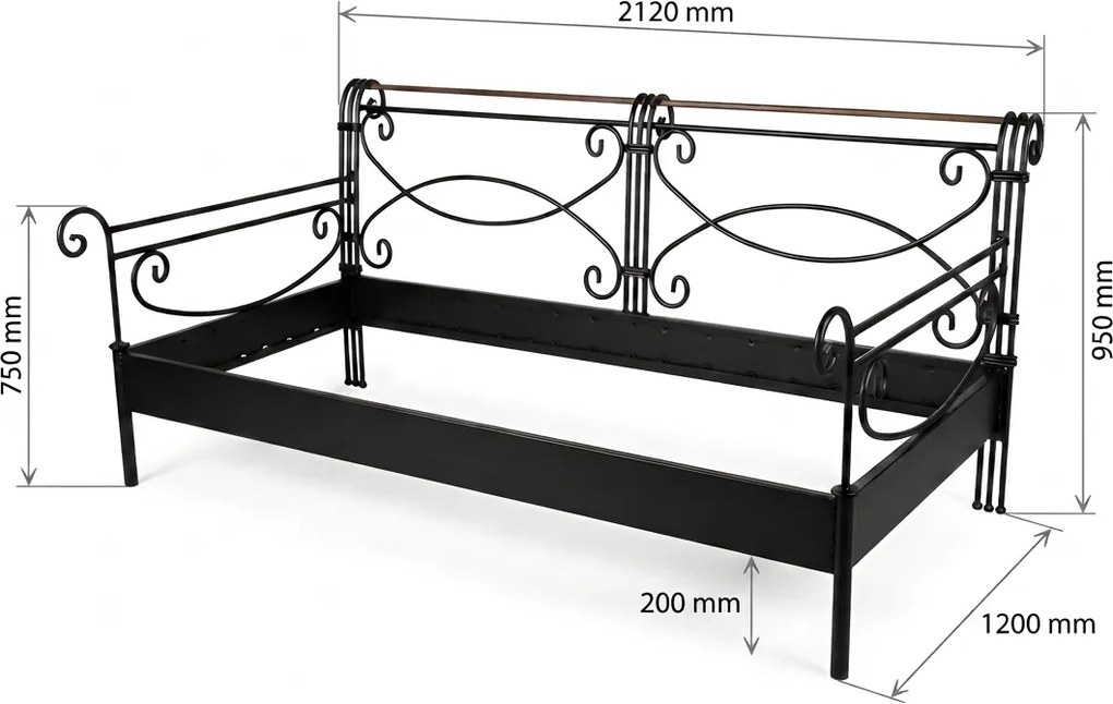 Nábytek ATIKA s.r.o. Kovový otoman BELLA Barevne provedení: bílá, Rozměr: 90 x 200 cm