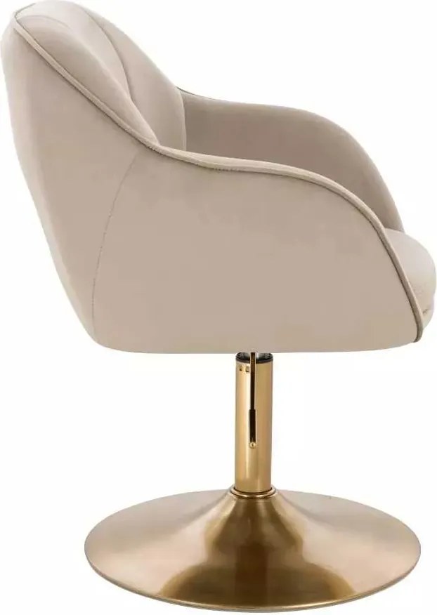 LuxuryForm DESIGN Otočná židle AVOLA VELUR na zlatém talíři - latte