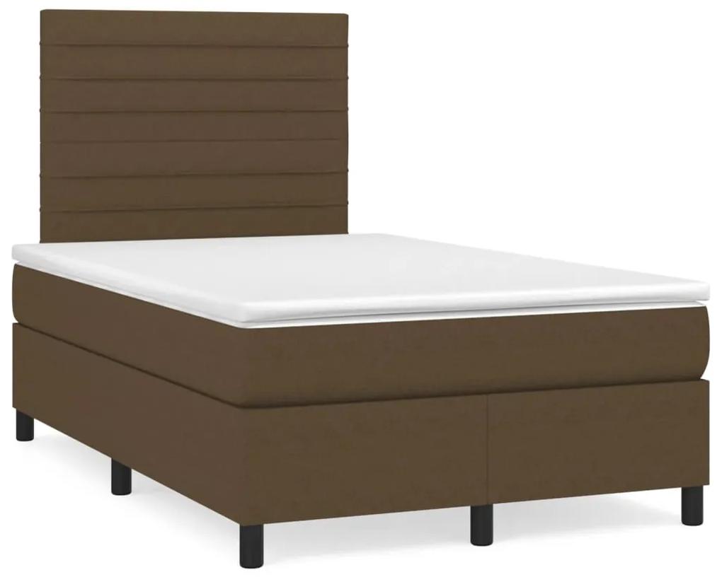 vidaXL Box spring postel s matrací a LED tmavě hnědá 120x190 cm textil