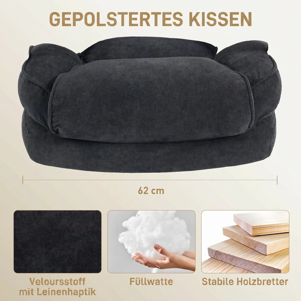 HOMCOM ergonomická kancelářská židle s vysokým opěradlem (nosnost 200 kg) – látka vzhled lnu, nastavitelná výška, houpání, široké sedadlo, černá