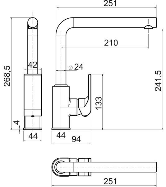 Novaservis - Dřezová baterie NOBLESS SHARP lesklý chrom