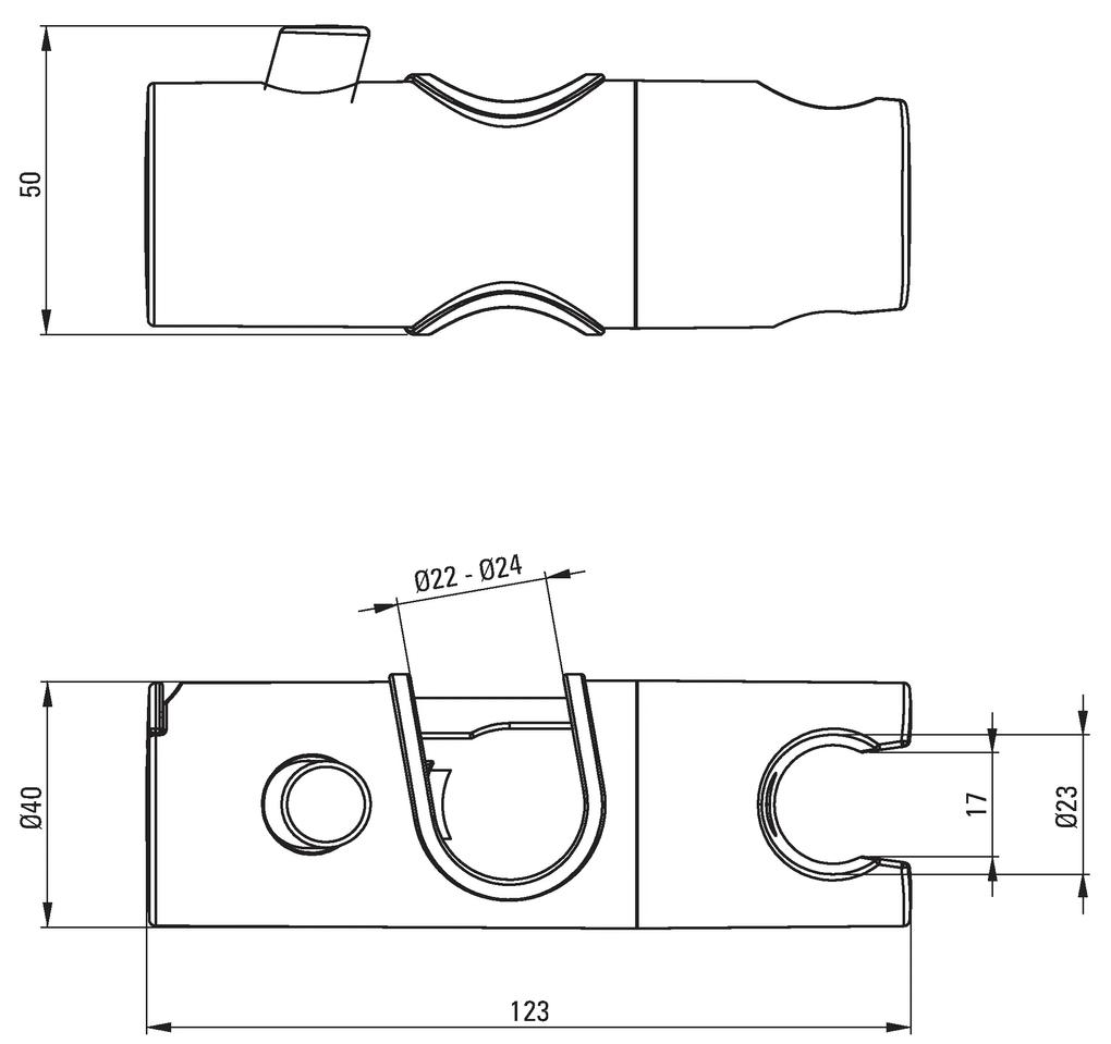 Deante, kulatý posuvný bodový držák ruční sprchové hlavice (průměr 22, 23, 24 mm), EasyOn, ANM_021U