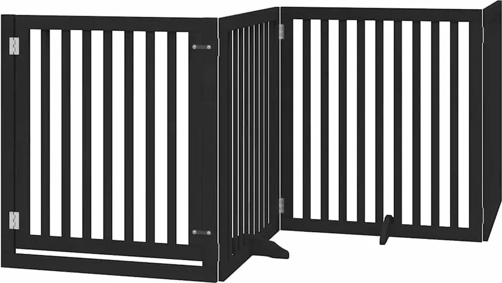 Zábrana pro psy s dvířky skládací 10 panelů černá 800 cm topol 3155687
