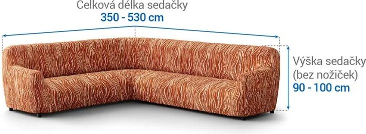 Bielastické potahy UNIVERSO NOVÉ žíhané cihlové rohová sedačka (š. 350 - 530 cm)