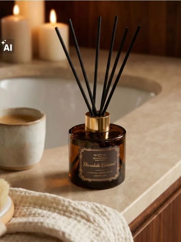 Sinsay - Vonný difuzér s tyčinkami Chocolate Caramel - tmavě hnědá