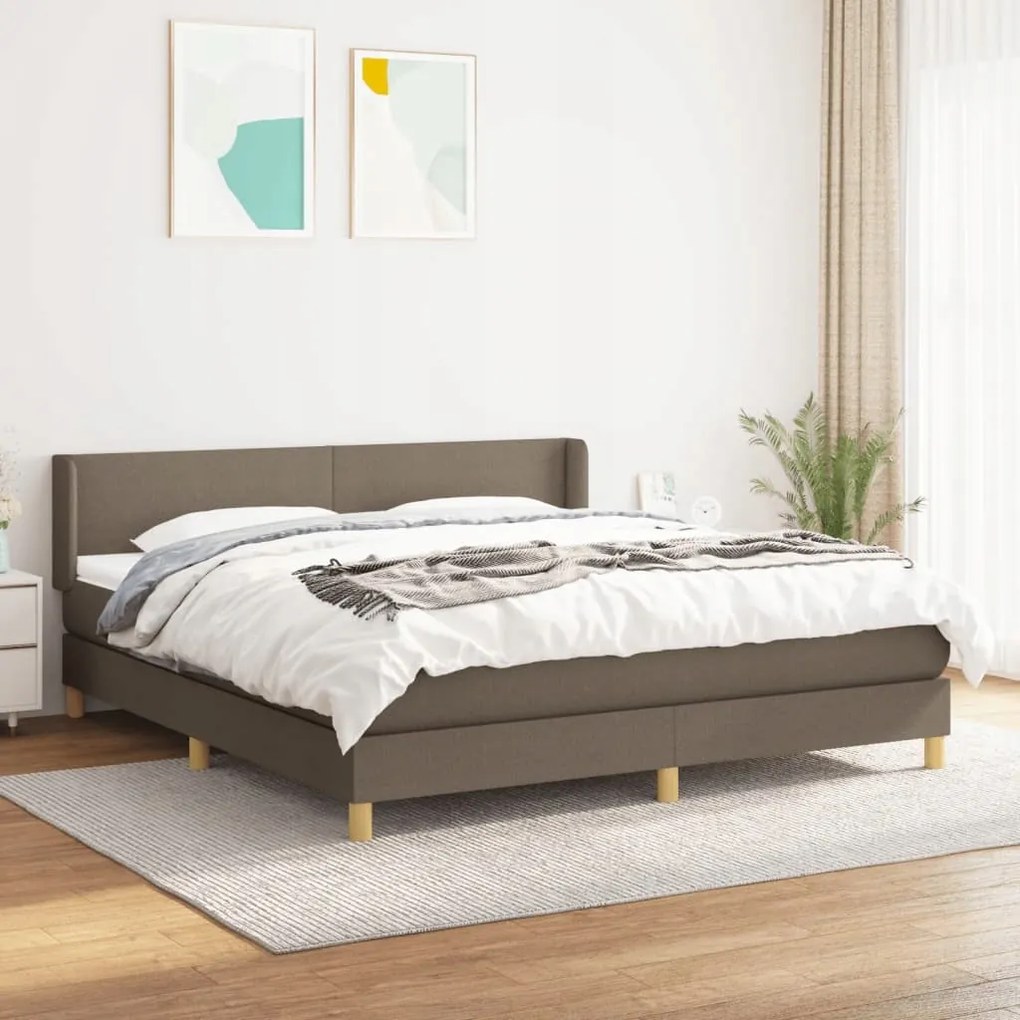 Box Spring Postel S Matrací Textil Taupe Hladký design 160 x 200 cm