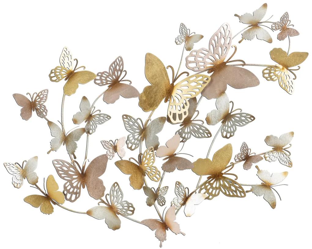 Mauro Ferretti Nástěnný panel Gold and Pink Butterflies 132X3,5X95,5 cm