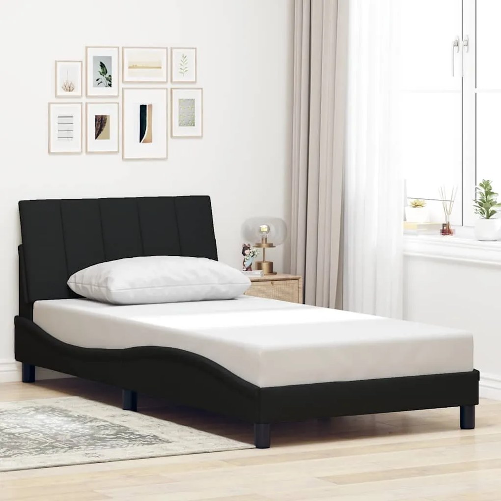 Rám postele bez matrace Hanko černý 100 x 200 cm textil 3310442