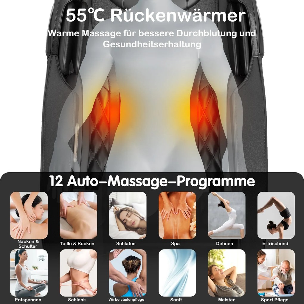 Costway Elektrické masážní křeslo nastavitelné shiatsu křeslo černé