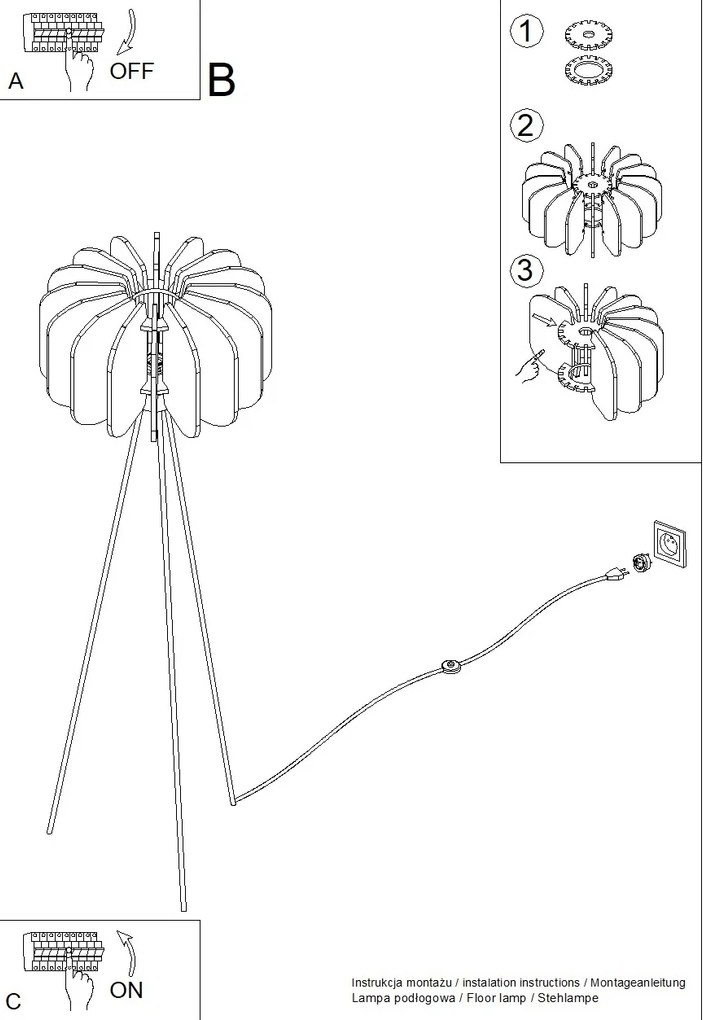 Stojací lampa Mula, 1x béžové plstěné stínítko, b, (fi 45cm)