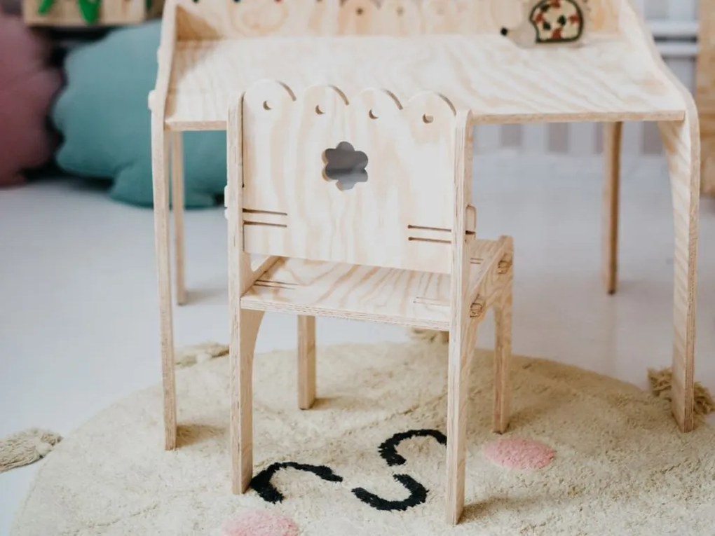 Myminihome Dětský stolek EMMA s pastelkovníky + židle Zvolte barvu: Šedá