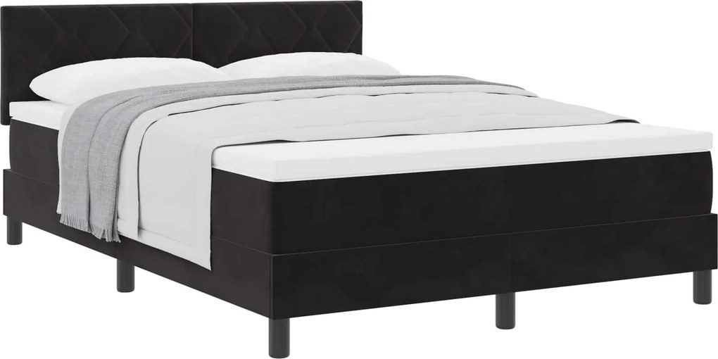 Postel s boxspringem s čelo Černá 160 x 200 cm samet 3339250