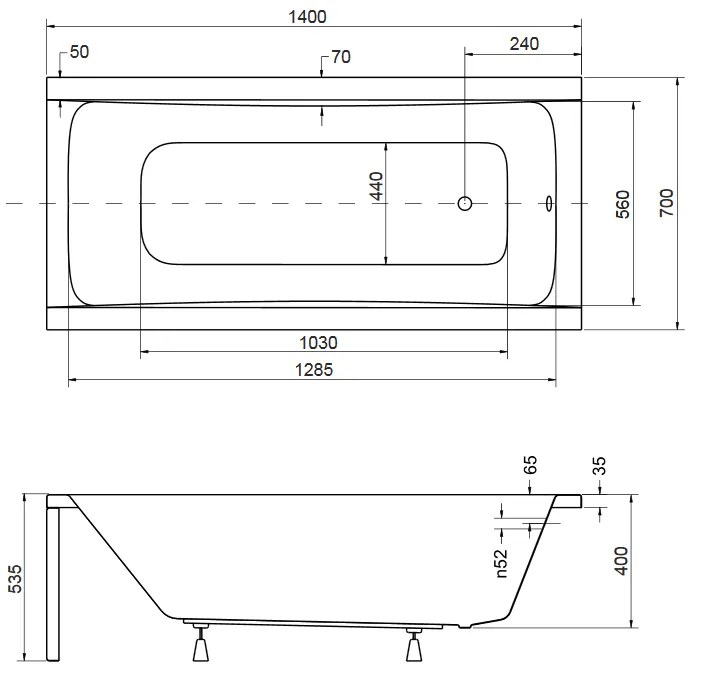 NIKIDO Akrylátová vana  OPTIMA 140x70, 150x70, 160x70, 170x70 Velikost: 150x70