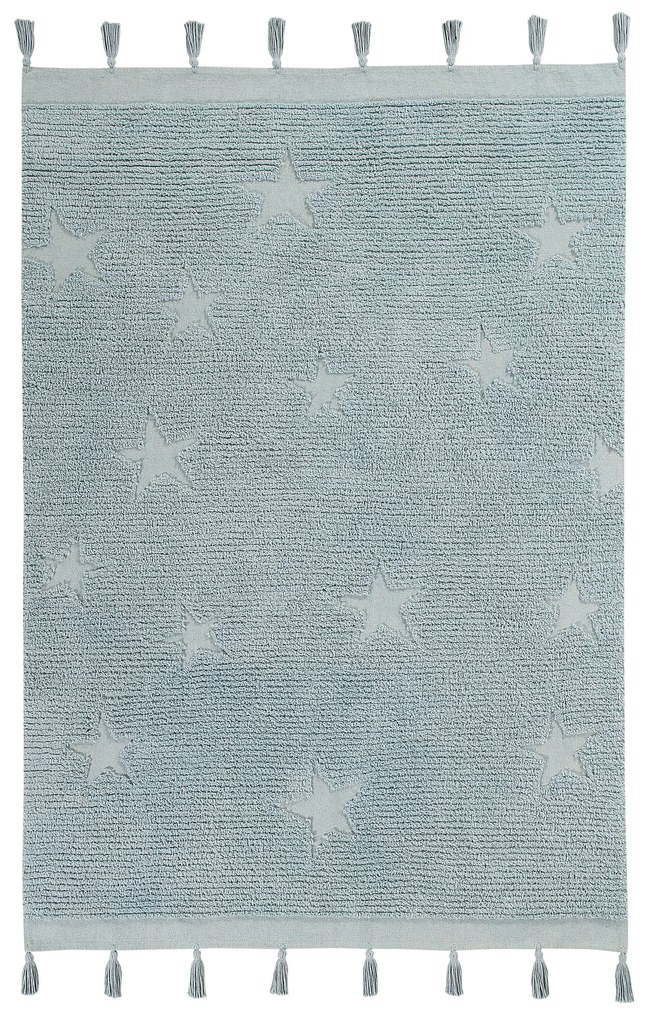 Lorena Canals, Přírodní koberec, ručně tkaný Hippy Stars Aqua Blue, 120x175, modrá, dětský pokoj
