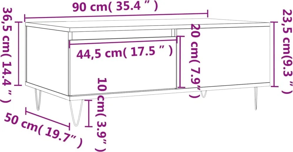 vidaXL Konferenční stolek 90 x 50 x 36,5 cm kompozitní dřevo [830809] Barva: dub sonoma