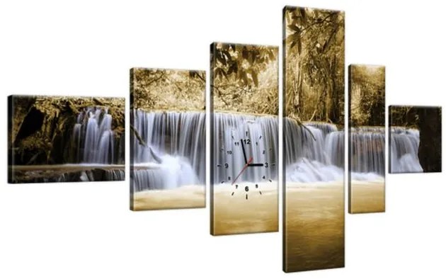 Tištěný obraz s hodinami Krásný vodopád v Thajsku 180x100cm ZP1311A_6E