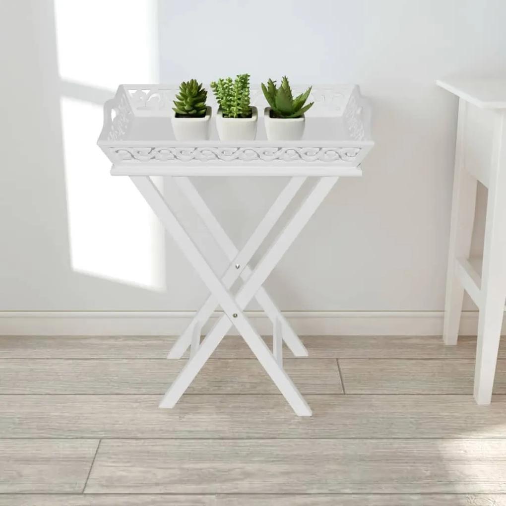 241148 vidaXL Bílý stolek s podnosem na květináče