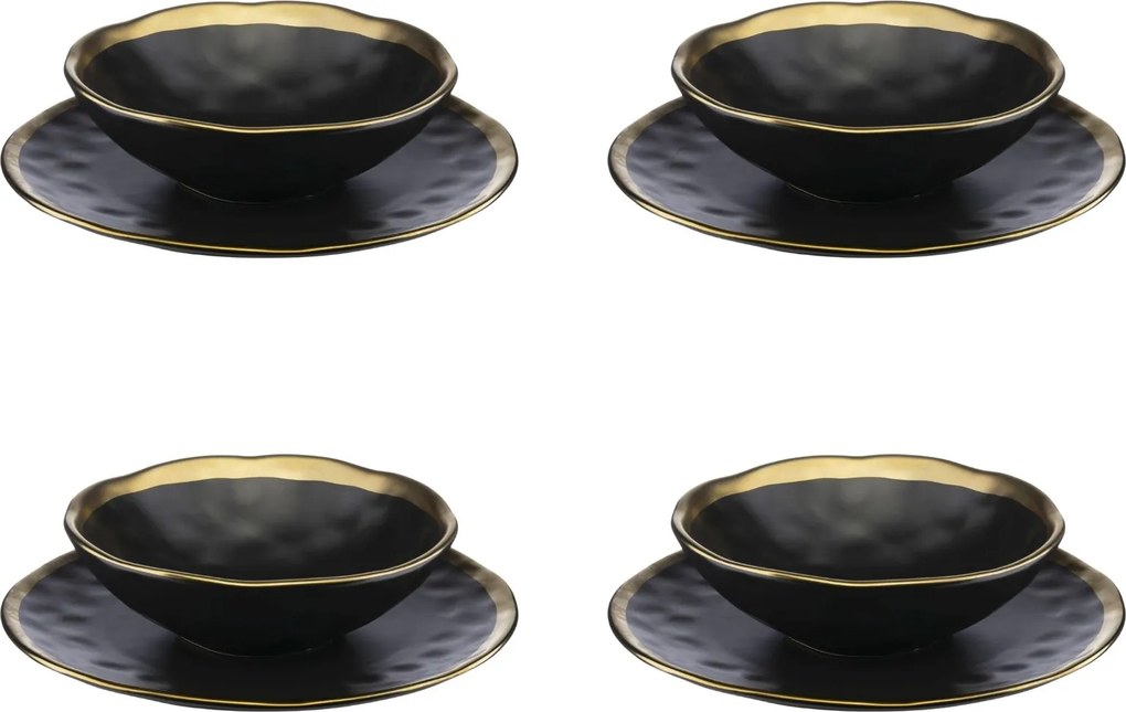 Keramická sada talířů Lissa Black Gold 8ks
