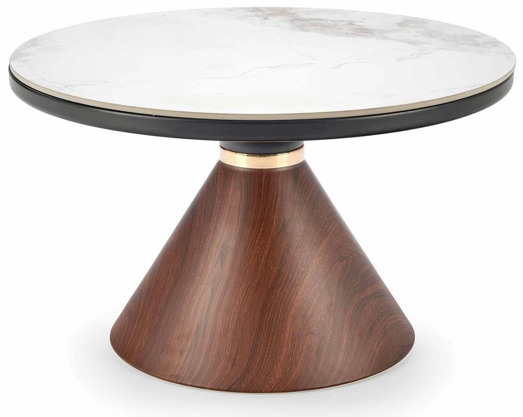 Konferenční stolek Gayle (mramor bílý + ořech + zlatá). 1049498
