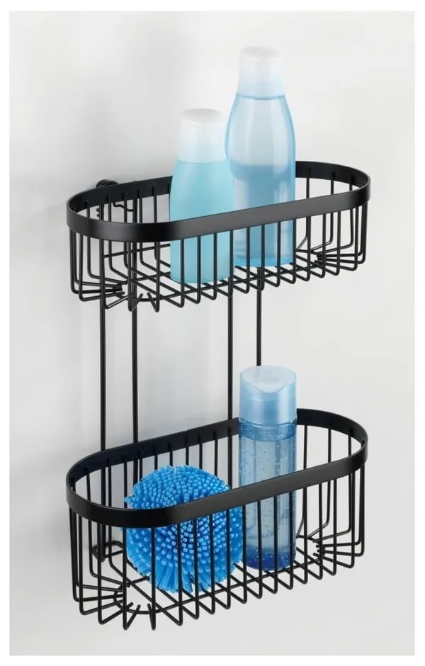 Černý nástěnný košík Wenko Classic Plus 2 Tier
