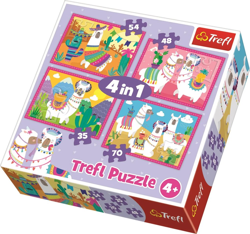Puzzle trefl puzzle veselé lamy 4v1 (35,48,54,70 dílků)
