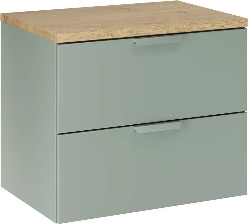 Závěsná skříňka pod umyvadlo Aster s deskou 60 cm zelená/dub cremona
