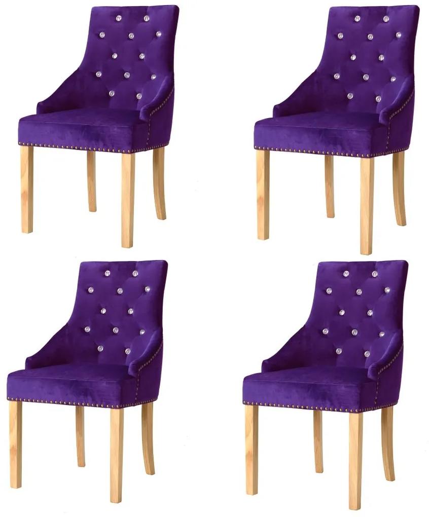 275123 vidaXL Jídelní židle 4 ks fialové masivní dubové dřevo a samet