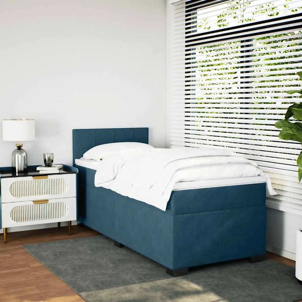Box spring postel s matrací modrá 80 x 200 cm samet 3288466