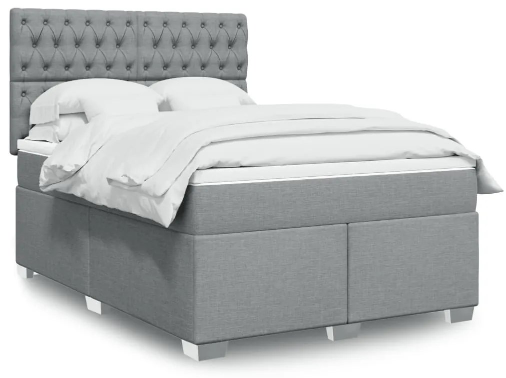 Box spring postel s matrací světle šedá 160 x 200 cm textil 3290546