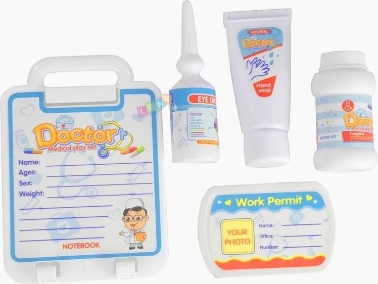 LEAN Toys Dětský lékařský vozík s příslušenstvím 22 prvků