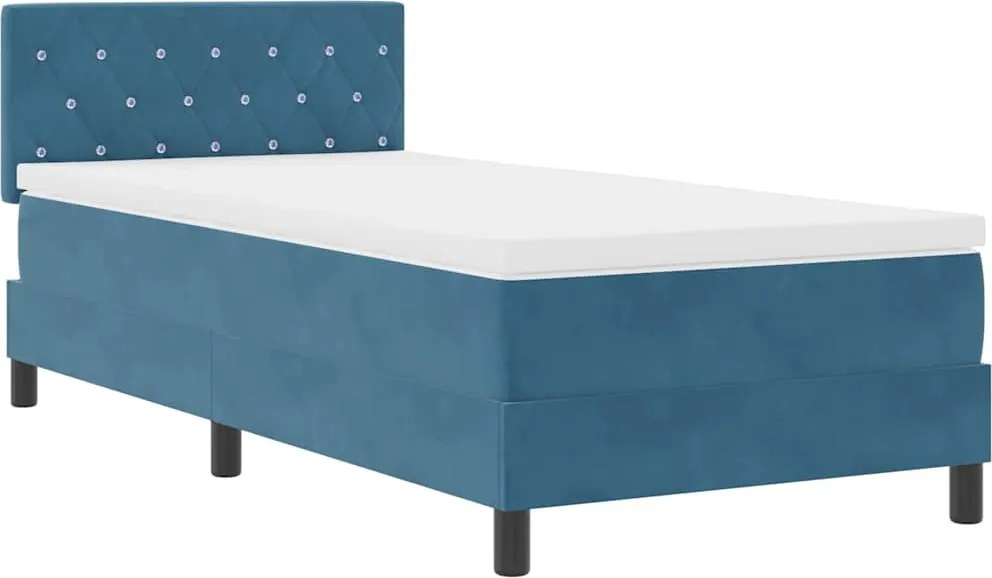 Postel s boxspringem s matrací Tmavě modrá 90 x 190 cm samet 3339078
