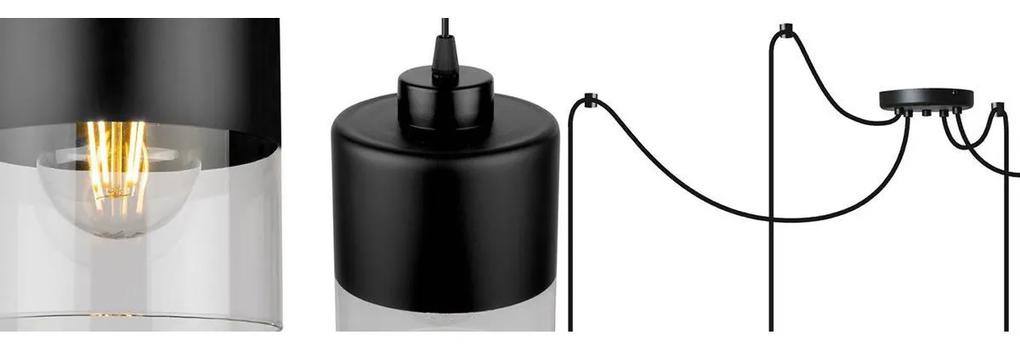 Závěsné svítidlo ROMA SPIDER, 4x černé/transparentní skleněné stínítko