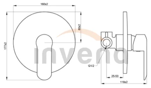 Invena Siros, podomítková 1-výstupová baterie (těleso+krytka), chromová, INV-BP-90-CO1-A