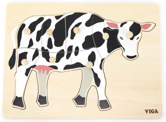 Dřevěné puzzle s úchyty Viga 44608 Kráva