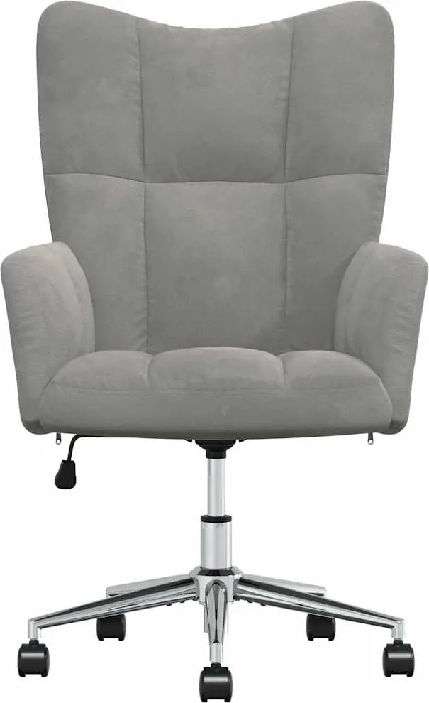 Relaxační křeslo světle šedé samet 328161