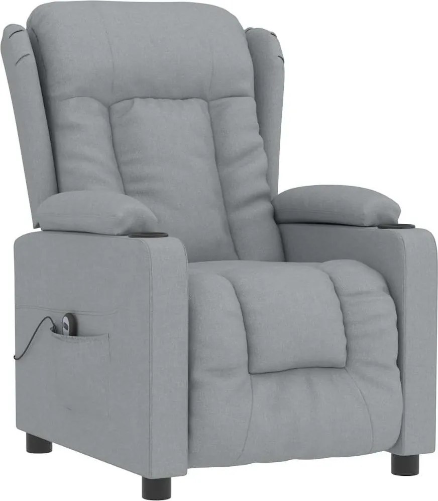 Elektrické polohovací křeslo světle šedé textil 3098777
