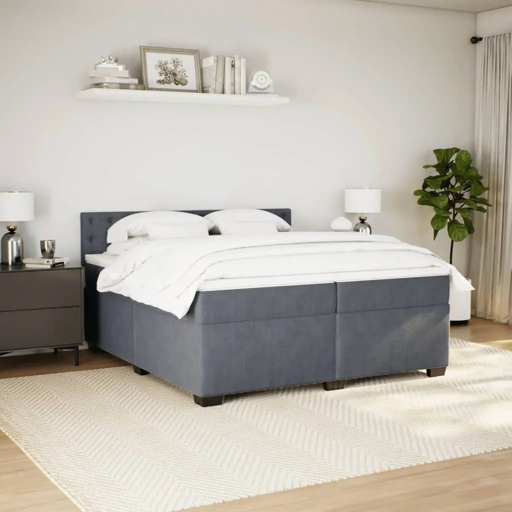 Box spring postel s matrací tmavě šedá 200x200 cm samet 3288715