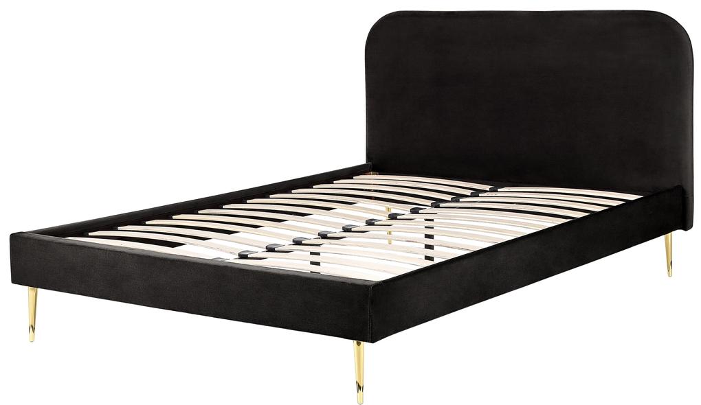 Sametová postel 140 x 200 cm černá FLAYAT Beliani