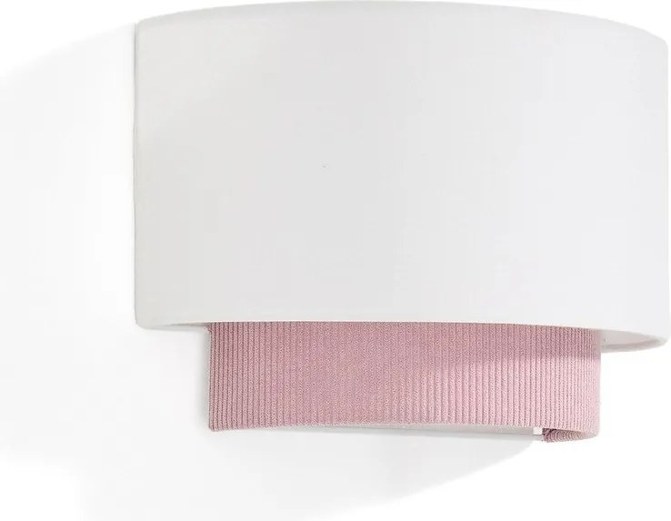Bílé/světle růžové dětské nástěnné svítidlo s textilním stínidlem Bianella – Kave Home