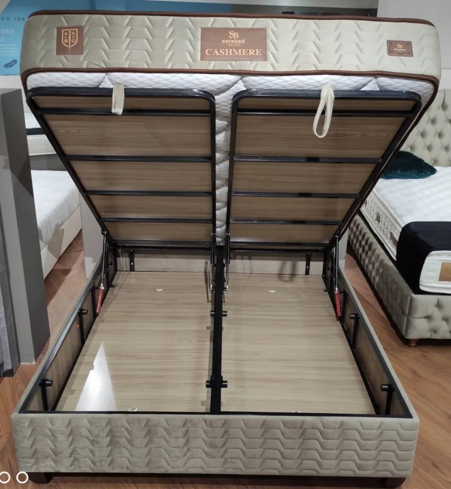 Čalouněná postel CASHMERE s matrací - béžová 100 × 200 cm