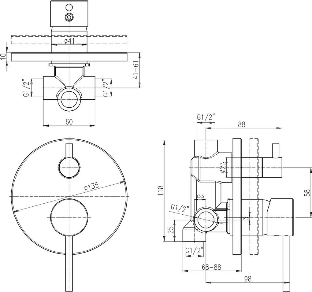 Slezák - RAV Vanová/sprchová baterie 2-cestná s podomítkovým tělesem SEINA - , Zlatá lesk