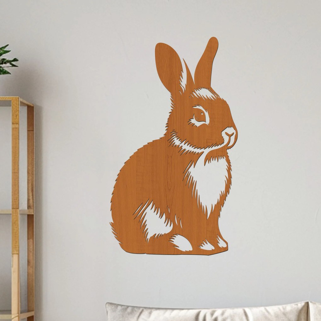 dřevo života Dřevěný obraz Králíka Rozměry (cm): 23x40, Zvolte barvu dekoru: Třešeň
