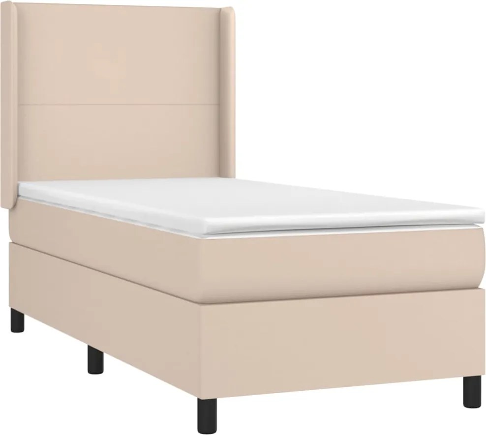 Box spring postel matrace a LED cappuccino 90x190 cm umělá kůže 3139240