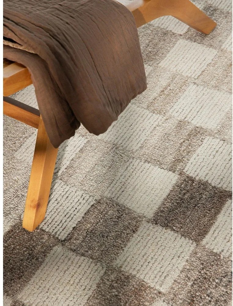 Krémový ručně tkaný vlněný koberec 80x150 cm Boho 1.0 Quadra – Vikosa