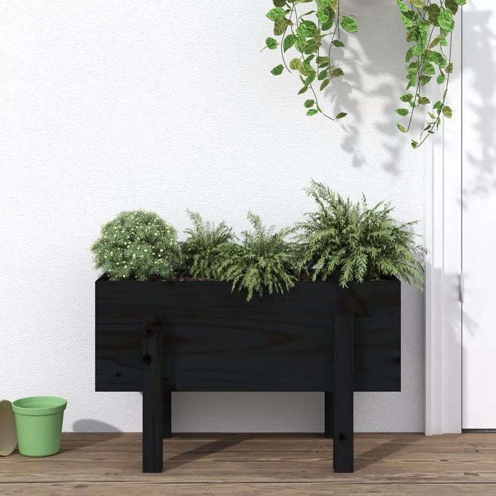 Zahradní truhlík černý 62 x 30 x 38 cm masivní borové dřevo - Default Title