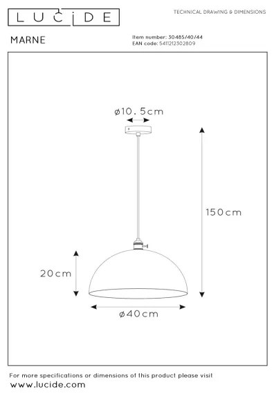 Lucide 30485/40/44 - Lustr na lanku MARNE 1xE27/60W/230V oranžová