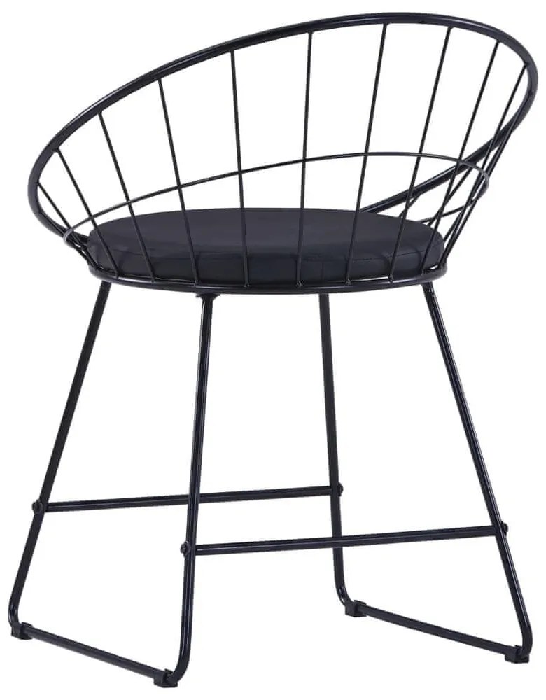 Petromila Jídelní židle se sedáky z umělé kůže 2 ks černé ocelové
